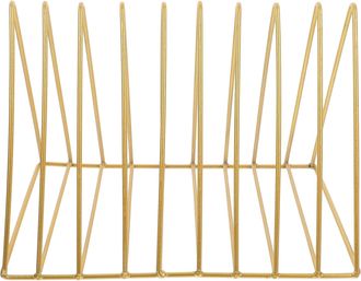 Angoily Eleganter Dreieckiger Metall B&uuml;cherst&auml;nder Gold Gro&szlig; Stabile Buchst&uuml;tze f&uuml;r Schreibtisch Vielseitiger Organizer f&uuml;r Magazine Akten und Zeitungen im B&uuml;