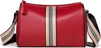 Generic Sac &agrave; bandouli&egrave;re en cuir de vache pour femme, petit sac &agrave; main cylindrique, sac &agrave; bandouli&egrave;re tendance, sac &agrave; bandouli&egrave;re d&eacute;contract&eacute;, Rouge, Small