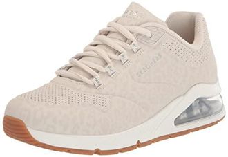Skechers Femme Uno 2-in-Kat-Neato Basket, Off White Tonal Leopard Print Durabuck/Mesh, 37.5 EU