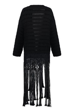 Alanui Womens Love Letter To India Cotton Cardigan Black Cardigans Sweater