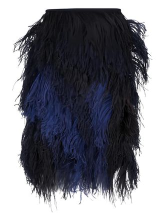 Akris Midirock mit Federapplikation - Blau