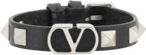 Valentino Garavani Homme, Accessoires, Noir, Taille: ONE Size Bracelet en cuir clout&eacute; avec boucle r&eacute;glable