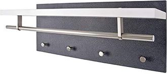 Haku M&ouml;bel Wandgarderobe edelstahloptik, granitoptik, wei&szlig;, MDF, Metall - Ma&szlig;e: B 75 cm x H 30 cm x T 26 cm, Style: Modern