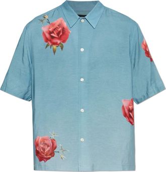 AllSaints Homme, Chemises, Bleu, Taille: XL Fleur Fazed Boxy Short Sleeve Shirt