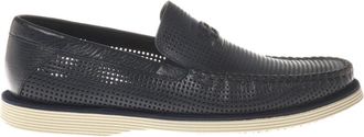 Baldinini Homme, Chaussures, Bleu, Taille: 44 EU Loafer in perforated tumbled leather blue