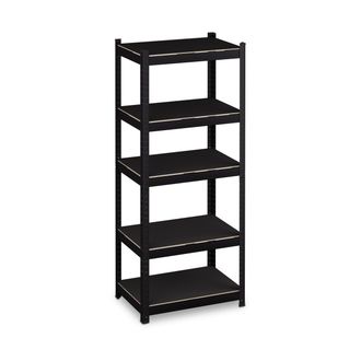 Relaxdays Schwerlastregal, HxBxT 150x60x40 cm, 1250 kg, 5 Ebenen, Stahl, Lagerregal Keller, Garage, zum Stecken, schwarz