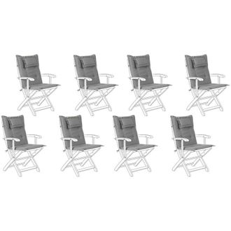 Beliani Beliani - Auflage f&uuml;r Gartenstuhl Grau Polsterbezug 8er Set Gartenm&ouml;bel