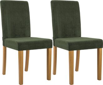 Clp Esszimmerstuhl 2er Set gepolstert mit Lehne Ina, K&uuml;chenstuhl mit Bezug aus Cord, stabiles Gestell aus Holz, Farbe:gr&uuml;n, Gestell Farbe:antik-hell