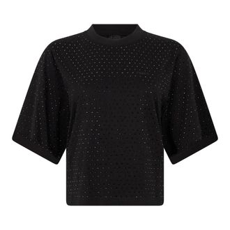 Pinko Pinko, Femme, Tops, Noir, Taille: 36 FR T-shirt en coton avec strass