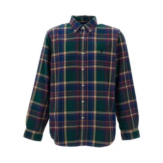 Polo Ralph Lauren Chemise en flanelle bross&eacute;e coupe personnalis&eacute;e - Homme - Chemises - Vert - Taille: L