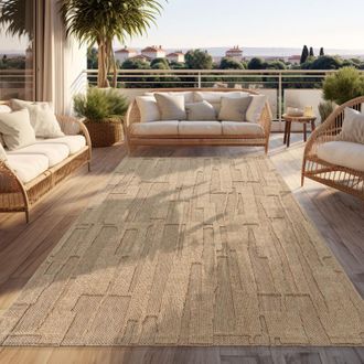 Paco Home Paco Home Tapis DExt&eacute;rieur R&eacute;sistant Aux Intemp&eacute;ries Balcon Salon Design Abstrait Beige 240x340 cm