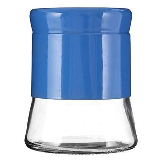 Premier Housewares Blue Steel Wrap Glass Aufbewahrung Aufbewahrungsglas aus Glas-800ml, Glas, Stahl, Blau, 12x12x14