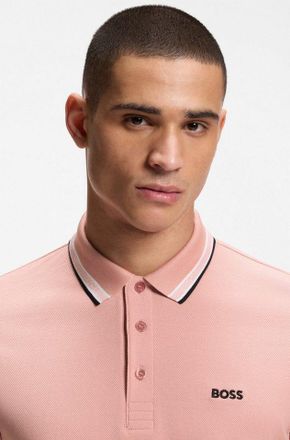 HUGO BOSS Poloshirt Paddy Regular Fit atmungsaktive Piqu&eacute;-Webstruktur, Flachstrickkragen, gerader Schnitt