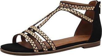 Tamaris Femme Damen 1-28149-44 Sandale Plate, Noir/dor&eacute;, 39 EU