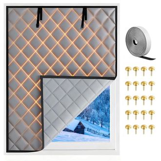 Generic W&auml;rmeschutzvorhang, Fenstern Energiesparende K&auml;lteschutz Isolierung, Mit Klettband F&uuml;r Einfache Installation, Wiederverwendbar F&uuml;r Dachb&ouml;den Grau Schw