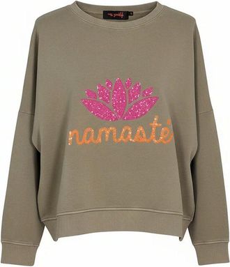 Miss Goodlife Sweatshirt Miss Goodlife Damen Roundneck MG14966 Namast&eacute; Glitter - Sand