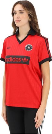 adidas Femme, Tops, Rouge, Taille: 40 FR Graphic Soccer-Inspired Jersey