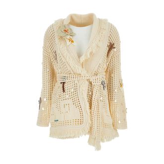 Alanui Femme, Pulls, Beige, Taille: 38 FR Where the Waves Begin Cardigan