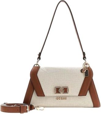 Guess sac &agrave; &eacute;paule bandouli&egrave;re Karnilla Flap Shoulder Bag Natural/Cognac beige