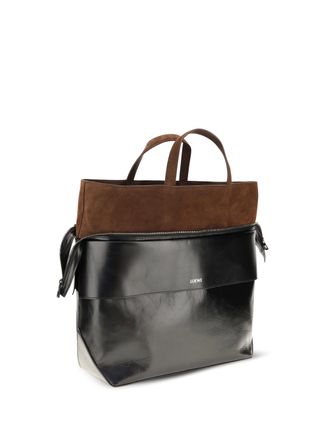 Loewe Mens Tote Large Switch Black-Espresso Calf Leather (bos Taurus) Shoulder Bags Black/espresso