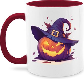 Shirtracer Tasse Tassen 325ml - Gruseliger K&uuml;rbis | Gruselig Hexenk&uuml;rbis | Gruselk&uuml;rbis | Spooky K&uuml;rbis | K&uuml;rbisgesicht Halloween - 325 ml - Bordeauxrot - hallow