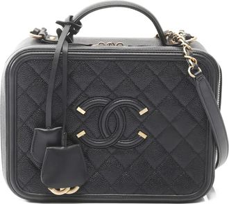 Chanel sac porté épaule Filigree matelassé à bride en chaîne (2019) - Noir