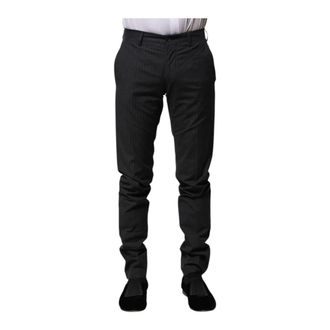 Dolce & Gabbana Grau Gestreifte Formelle Hose Klassischer Stil - - Trousers - Herren - Grau - XS