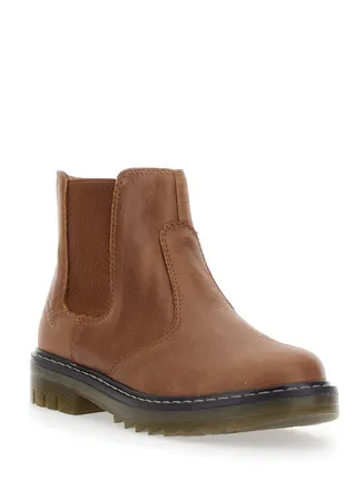 Pom dApi Girls Brown Ankle Boots With Side Logo Rubber