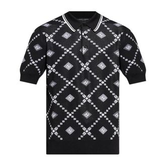 Dolce & Gabbana Woll-Poloshirt mit Logo - - Tops - Herren - Schwarzk - 2XL