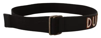 Costume National Womens Black Cotton Ducati Metal Buckle Belt Leather