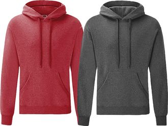Fruit Of The Loom 2er Classic Hooded Sweat Set Herren Kapuzenpullover Sweatshirt M L XL 2XL 3XL 4XL 5XL Farbsets & HLKauf-Block (M, 1x Dark Heather & 1x Vintage Heather