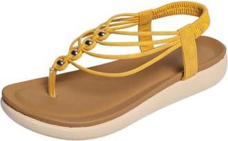 Generic Tongs d&eacute;t&eacute; d&eacute;contract&eacute;es avec bande &eacute;lastique pour femme - Semelle souple et confortable - L&eacute;g&egrave;res &agrave; enfiler, jaune, 40.5 EU