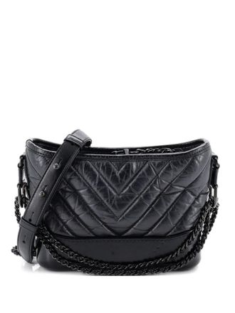 Chanel So Black Gabrielle Chevron Aged Calfskin Small hobo bag - Noir