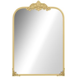 HOMCOM Wandspiegel 60 x 87cm Spiegel mit Rahmen aus Metall Dekorativer H&auml;ngespiegel Badezimmerspiegel f&uuml;r Schlafzimmer Badezimmer Wohnzimmer Gold