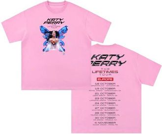 Generic Katy Perry The Lifetimes Tour 2025 T-shirt col rond à manches courtes en coton pour homme et femme, rose, L