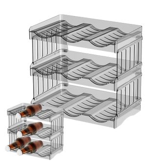 Generic Weinregal f&uuml;r Arbeitsplatte, Weinflaschenhalter, 3-st&ouml;ckiger Wein-Organizer | Kapazit&auml;t f&uuml;r 9 Flaschen, stapelbare K&uuml;chenvorratskammer und Lagerregal