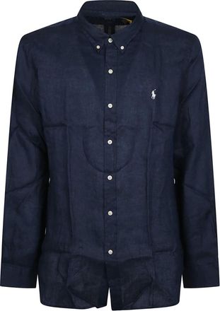 Polo Ralph Lauren Homme, Chemises, Bleu, Taille: XL Polo &agrave; manches longues en maille