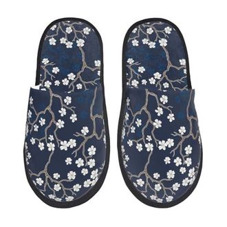 Generic Pantoufles De Maison Cherry On Navy Unisexe Pantoufles DHiver L&eacute;gers Chaussons Pour Int&eacute;rieur H&ocirc;tel Invit&eacute; L