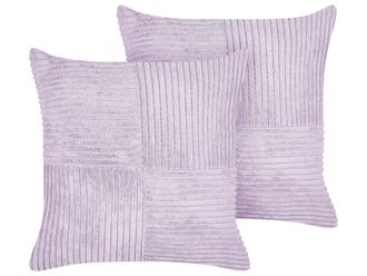 Beliani Set aus 2 dekorative Kissen aus Cord 43 x 43 cm Violett Millet