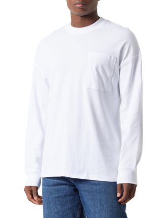 Jack & Jones JACK&JONES Herren JCOCLEAN Pocket Tee LS Crew Neck Langarmshirt, White, M