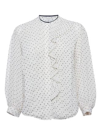 Sandro blouse pliss&eacute;e &agrave; pois - Blanc