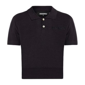 Dsquared2 Femme, Tops, Noir, Taille: 34 FR Polo Court en Maille