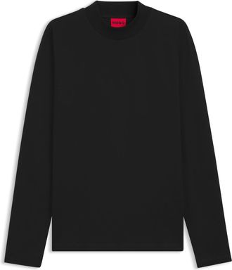 HUGO BOSS Herren Dimersolo Slim-Fit T-Shirt aus merzerisierter Baumwolle mit Stehkragen Schwarz001 XL