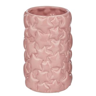 Butlers Statement Vase Sterne 18cm Dolomit rosa | Zylindervase mit 3D-Sternen | Moderne Dekovase | f&uuml;r stimmungsvolle Tischdeko & Wohnambiente