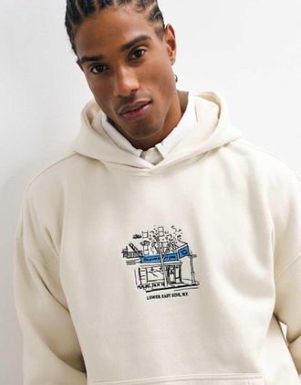 Abercrombie & Fitch Hoodie mit Front-Print in Creme-Wei&szlig;