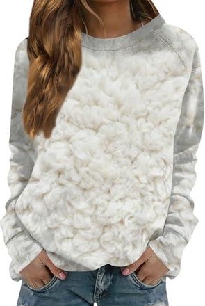 Generic Sweat-shirt de Noël pour femme - Imprimé décontracté à manches longues - Col rond - Pull ample - Mode dautomne, Sweat-shirts graphiques blancs pour fe