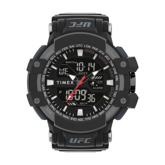 Timex Homme, Accessoires, Noir, Taille: ONE Size Montre digitale en caoutchouc avec affichage multifonction