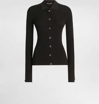 Dolce & Gabbana Gerippter Cardigan - Frau Strickwaren Schwarz 46