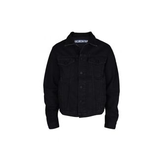 Off-white Homme, Vestes, Noir, Taille: XS Arrows Logo Printed Denim Jacket