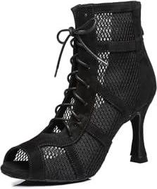 Miyoopark Chaussures de danse pour femme - Talon haut - Bottes de soir&eacute;e latine, L446 Noir Talon 9 cm, 37.5 EU